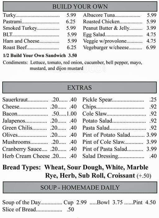 Menu at Stone Soup Cafe, Burleson
