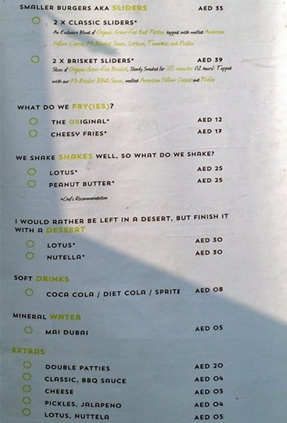 Menu at Mr. Brisket - Jumeirah restaurant, Dubai, Jumeirah Rd