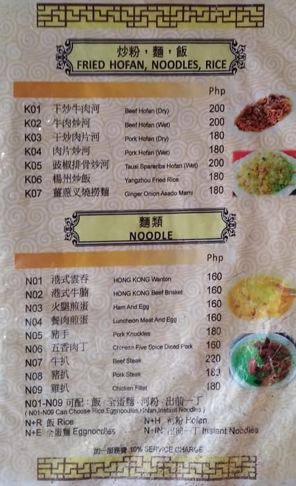 Menu at Trendy Jiu Dim Sum, Pasay