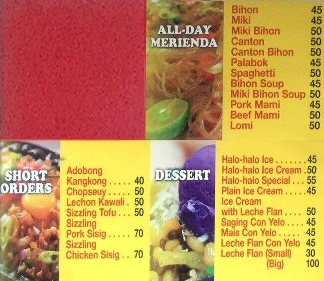 Aling Banang Menu, Menu for Aling Banang, Manggahan, Pasig City ...