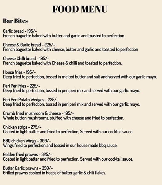 Menu of The Beer Exchange, Baner, Pune