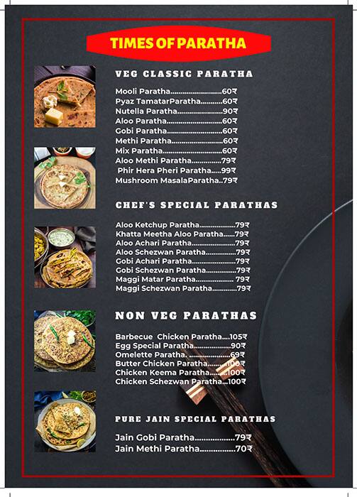 Menu of Times Of Paratha, Old Panvel, Navi Mumbai