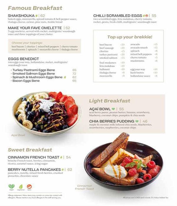 Menu of The Coffee Club, Emirates Hills, Dubai