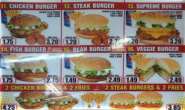 Menu at Southern Fried Chicken fast food, London, 476 High Rd Leyton