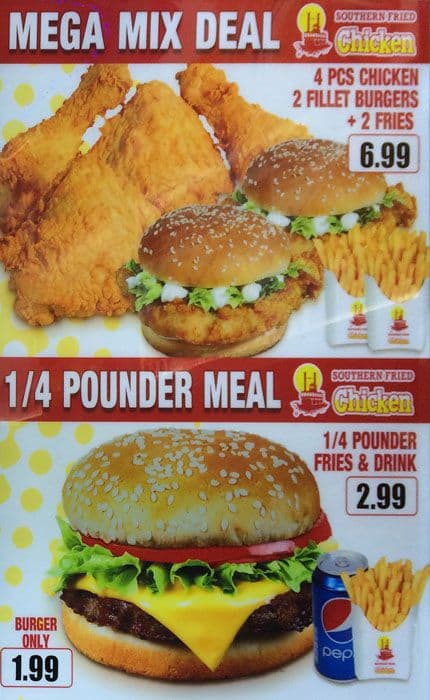 Menu at Southern Fried Chicken fast food, London, 476 High Rd Leyton