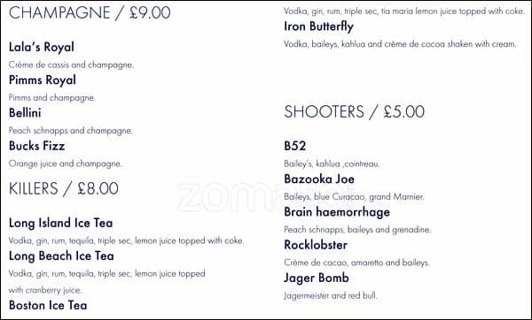 Menu at George's restaurant, London, 164 George Ln