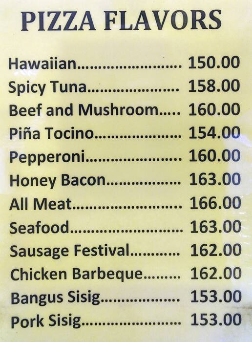 Menu at Chansel Pizza Haus restaurant, Parañaque, Liana's Shopping Mall