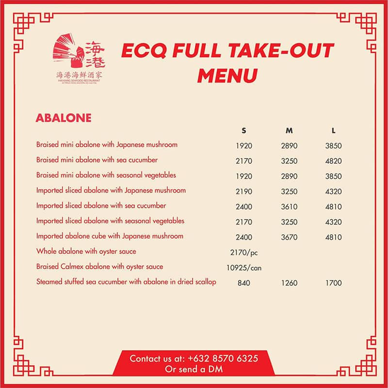 Menu at Hai Kang restaurant, San Juan