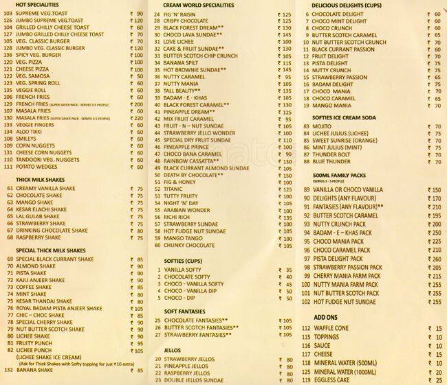 Menu at The Cake World, Chennai, 80, Arcot Road