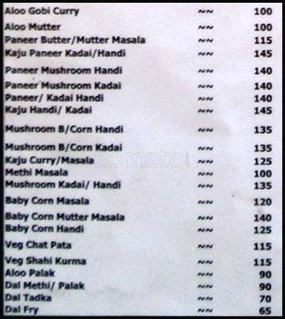 Menu at Zeus Pub, Secunderabad