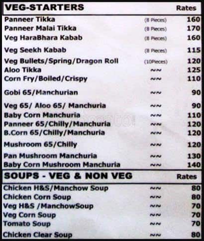 Menu at Zeus Pub, Secunderabad
