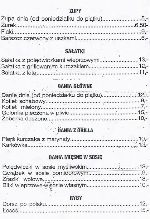 Domowe Obiady u Basi menu, Menu restauracji Domowe Obiady u Basi ...