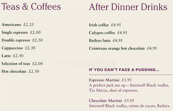 Menu at The Derby Arms pub & bar, Epsom