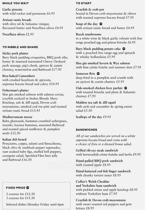 Menu at The Derby Arms pub & bar, Epsom