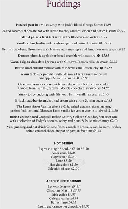 Menu at The Derby Arms pub & bar, Epsom