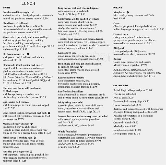 Menu at The Derby Arms pub & bar, Epsom