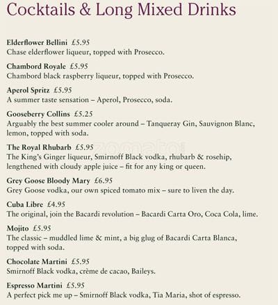 Menu at The Derby Arms pub & bar, Epsom