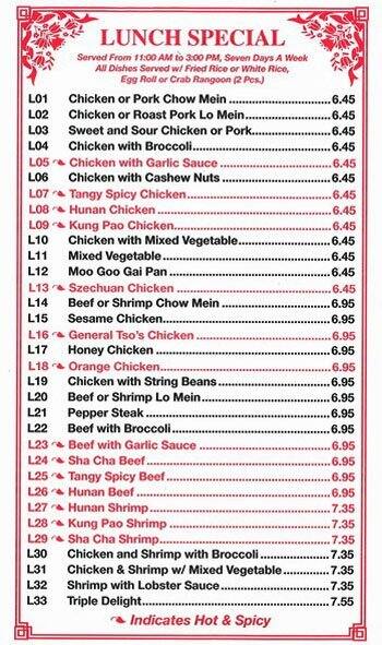 China Sky Menu, Menu for China Sky, Cypress, Houston - Urbanspoon/Zomato