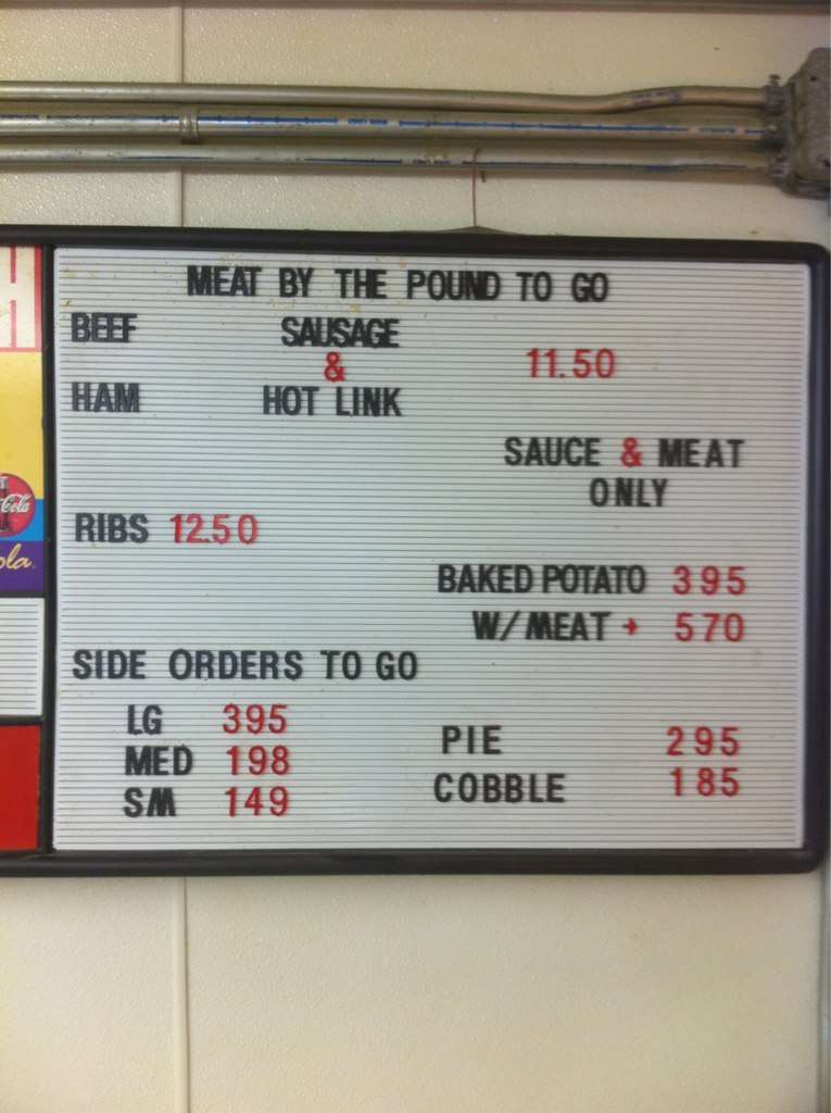 Menu at Backwoods Bar-B-Que, Canton