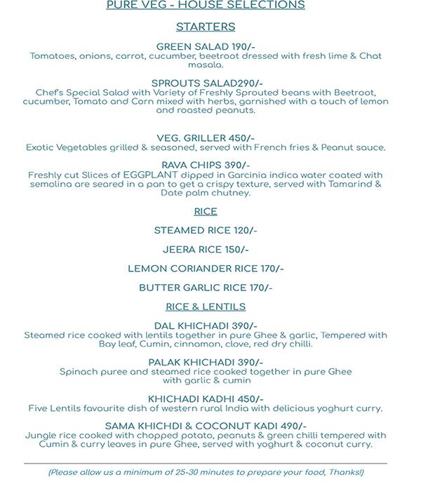 Menu of Baa's Kitchen, Palolem, Goa