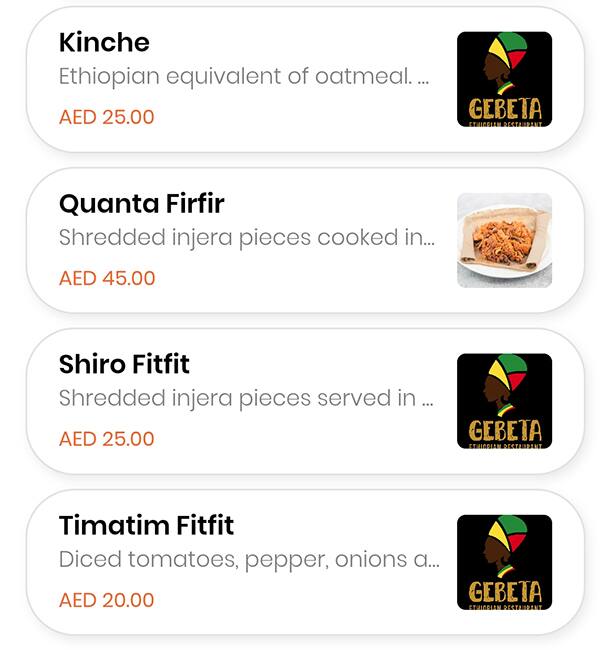 Menu of Gebeta Restaurant, Al Markaziya, Abu Dhabi
