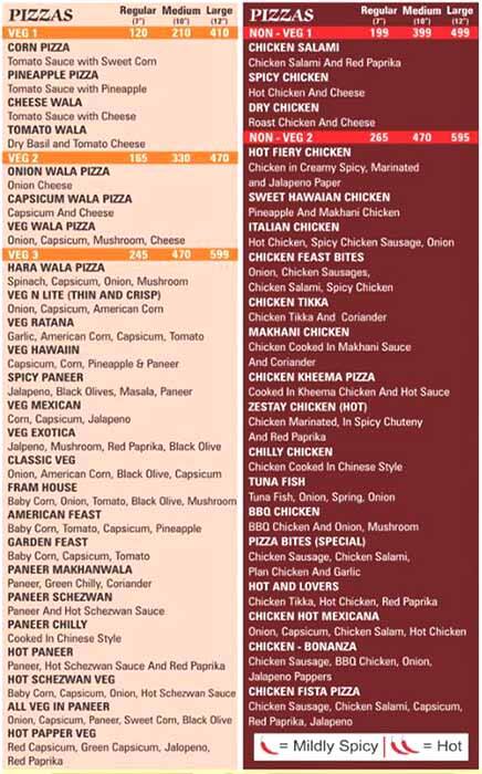Menu of Times Of Pizza, Malad West, Mumbai
