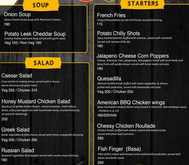 Menu of Ate O'Clock, New Town, Kolkata