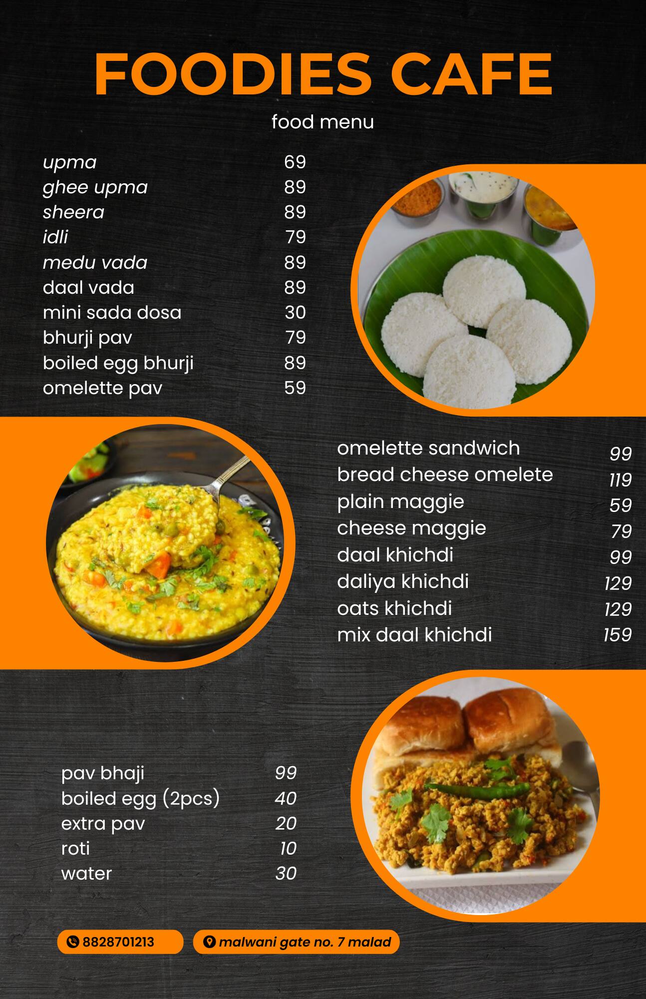 Menu of Foodies Cafe, Malad West, Mumbai