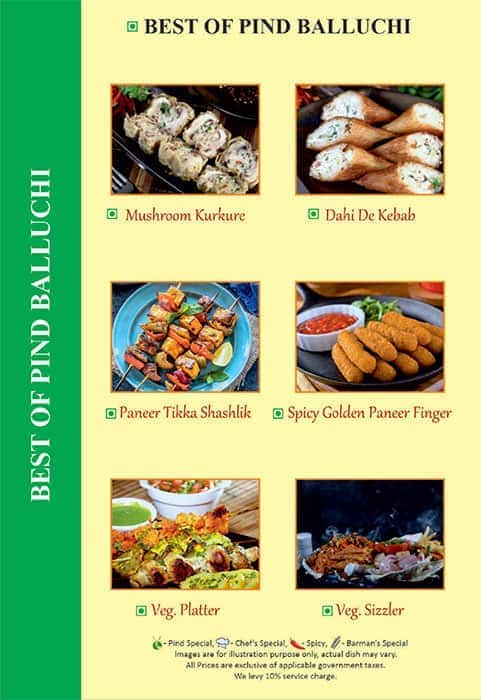 Menu of Pind Balluchi, Netaji Subhash Place, New Delhi