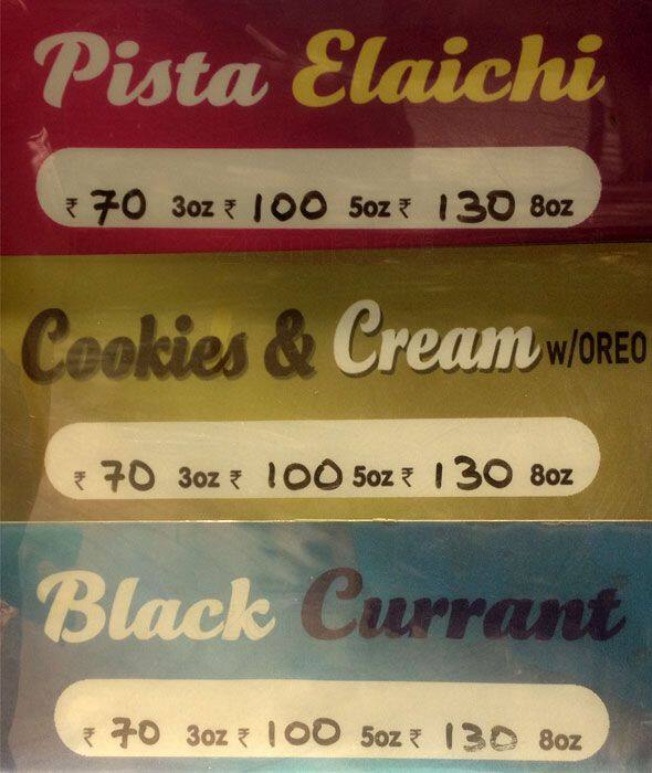 Menu at Mini Melts, Chennai, 125/1