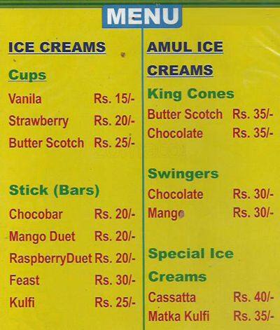 Menu at Bade Miyan Kababs, Hyderabad, Middle Tank Bund