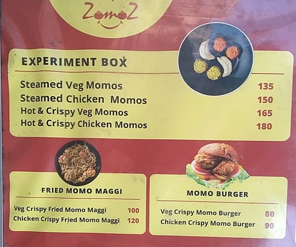 Menu at Zomoz - The Momo Company, Hyderabad, Plot 107