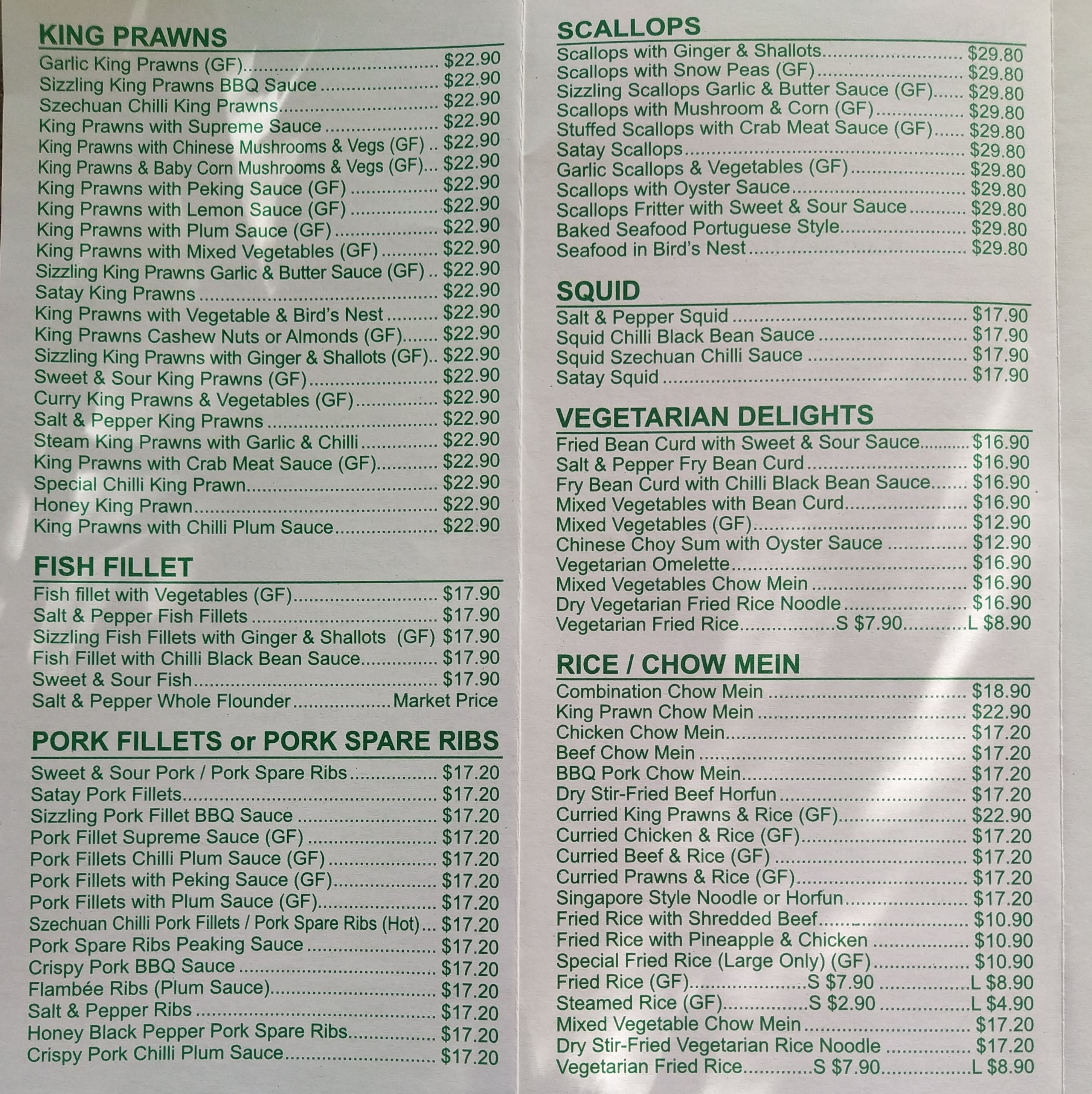 Menu at Golden West Chinese Restaurant, Winston Hills