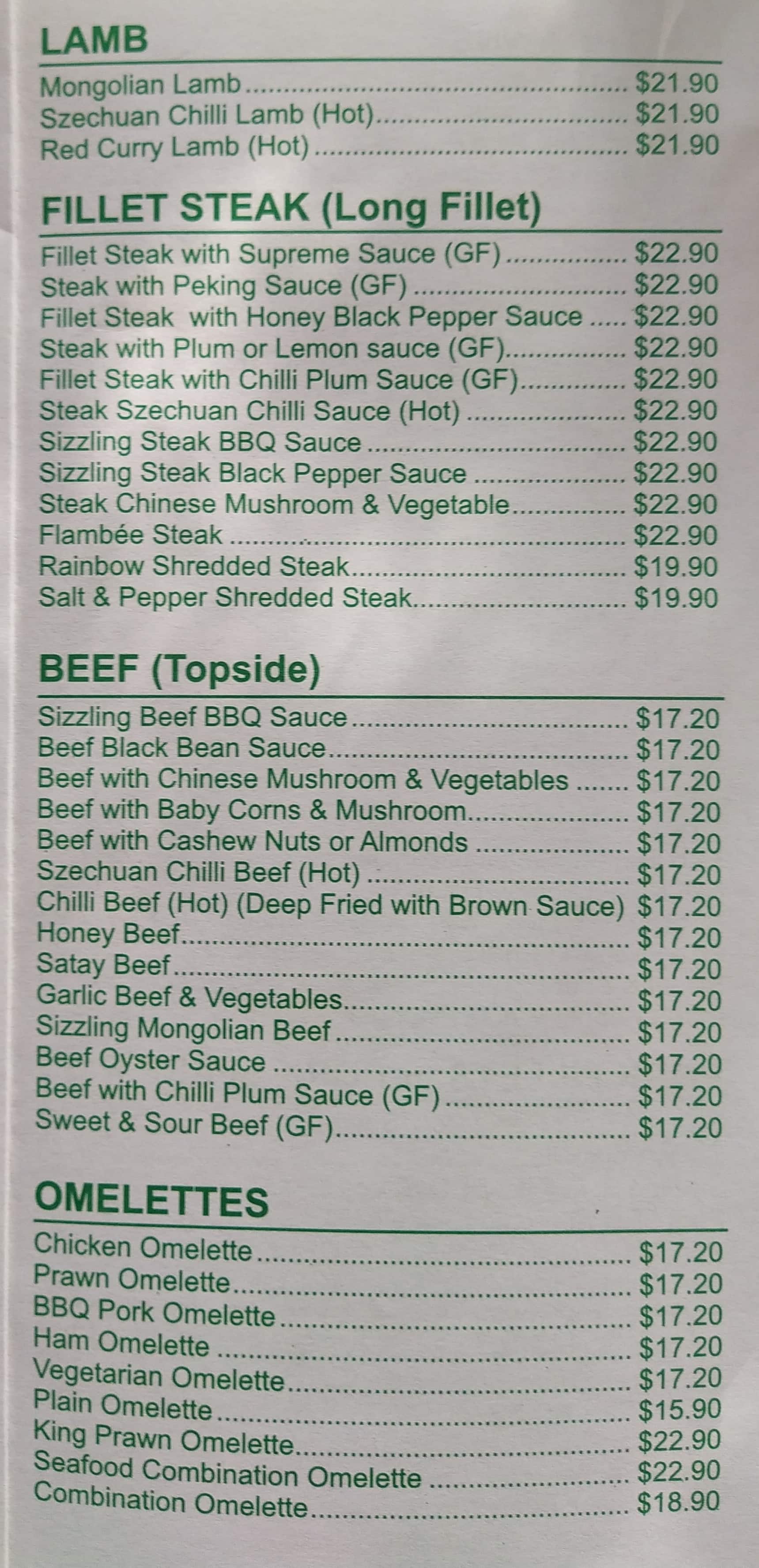 Menu at Golden West Chinese Restaurant, Winston Hills