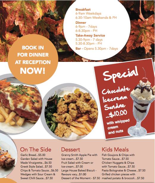 Menu at Adelaide's on the Terrace restaurant, Perth