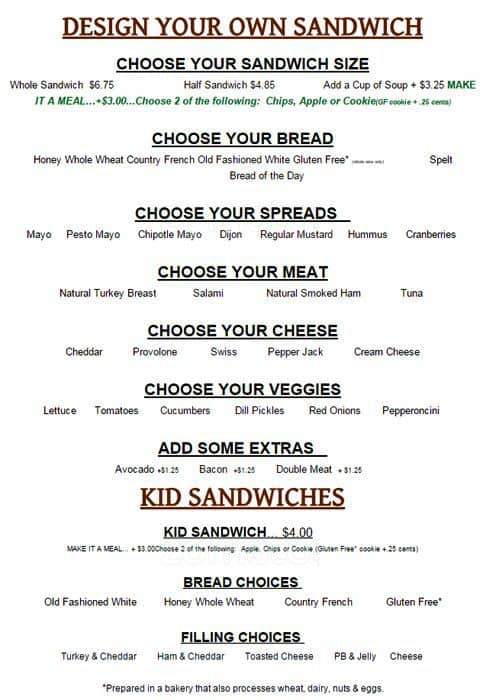 Menu at Great Harvest Bread Co. restaurant, Bellevue