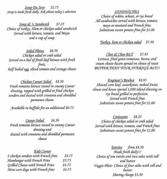 Menu at Chat & Choo restaurant, Villa Rica