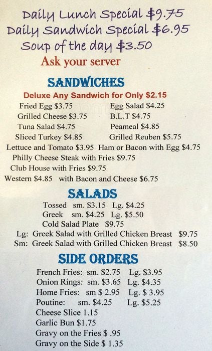 Menu at Windmill Restaurant, Burlington
