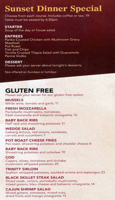 Menu at Trinity restaurant, Floral Park, 190 Jericho Turnpike