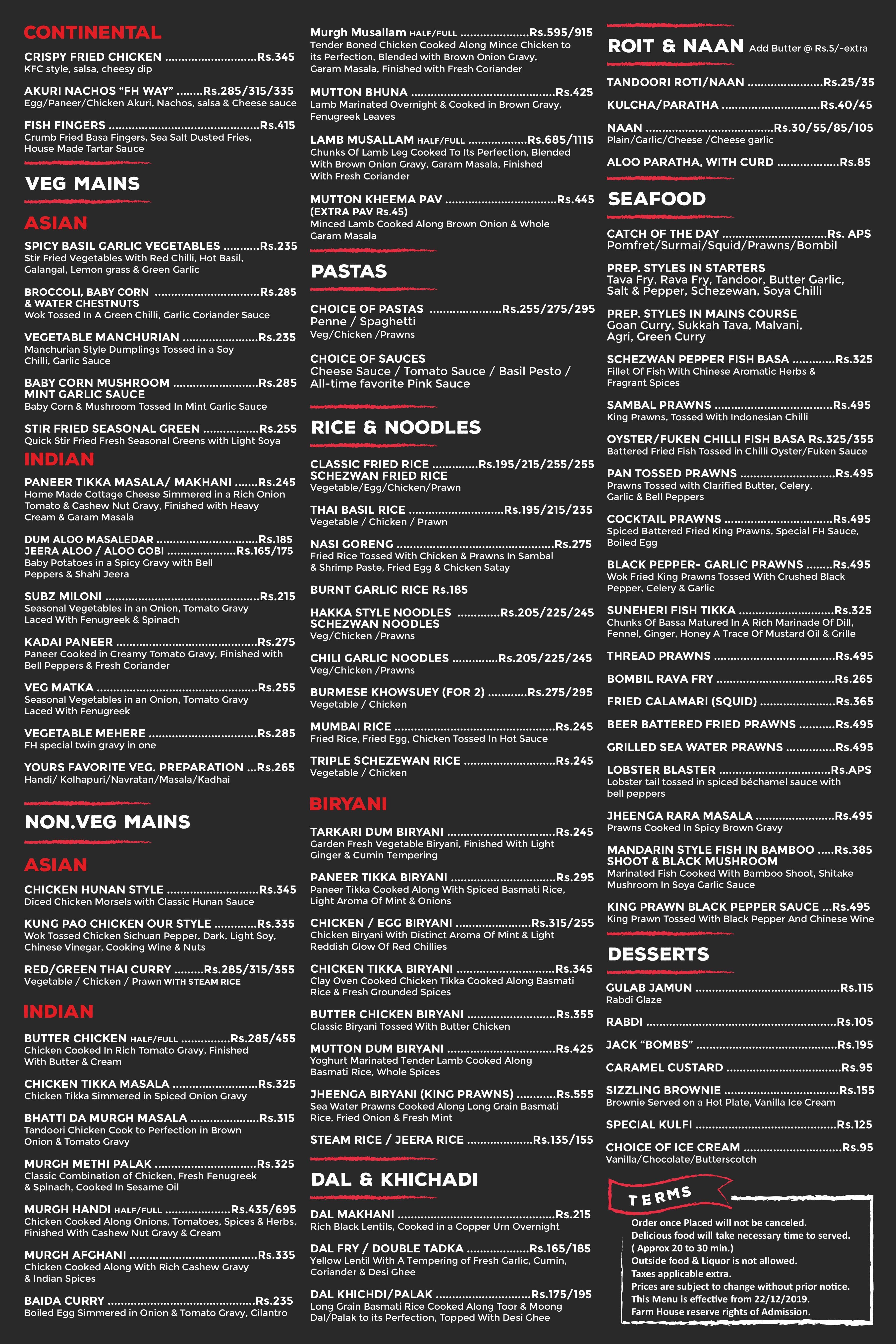 Menu of Agent Jack's Bar, Vasai, Mumbai