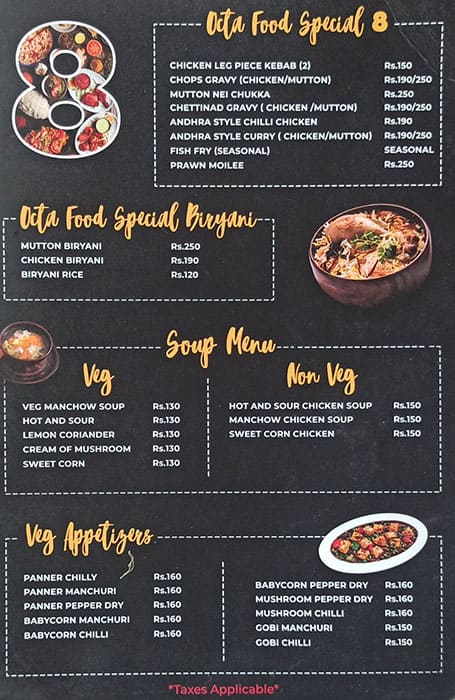 Menu of Octa Food, Banashankari, Bangalore