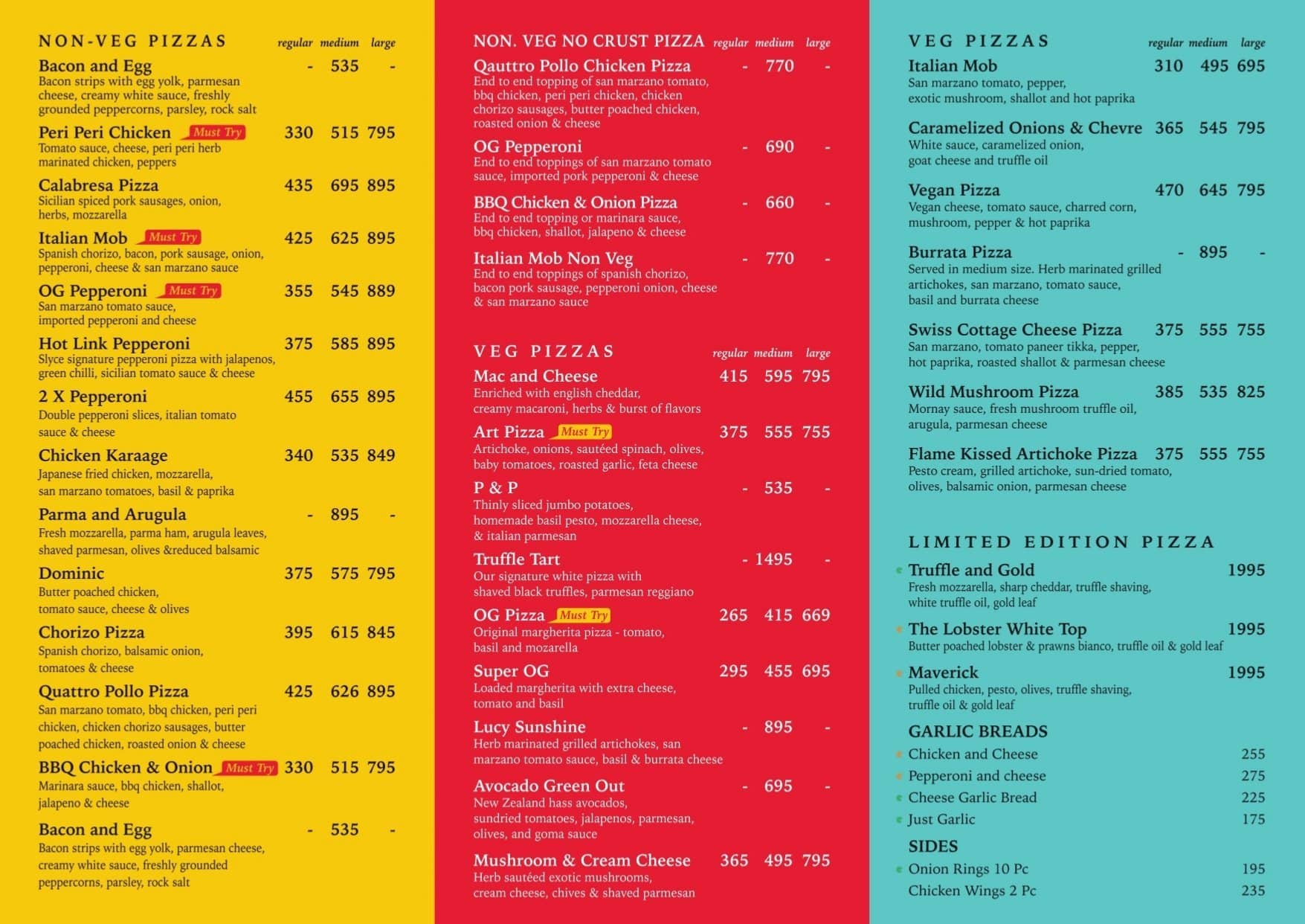 Menu at Slyce Pizza, Gurugram