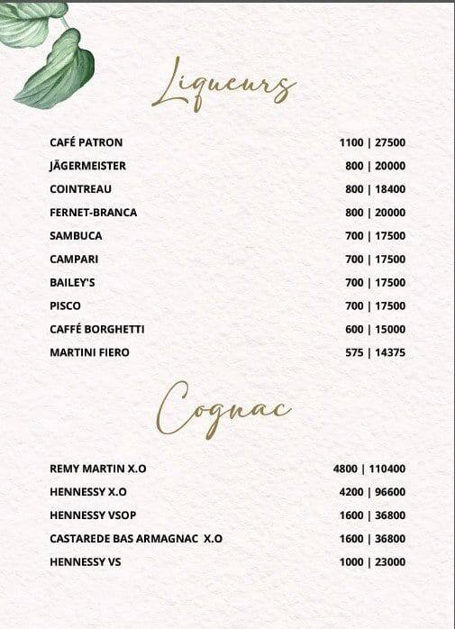 Menu at Asilo - St. Regis, Mumbai