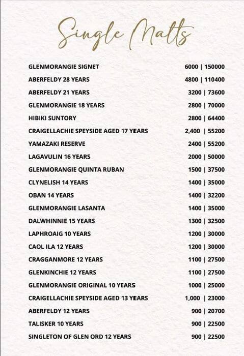 Menu at Asilo - St. Regis, Mumbai