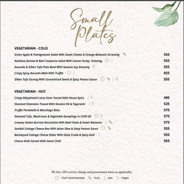 Menu at Asilo - St. Regis, Mumbai