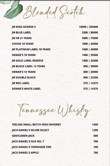 Menu at Asilo - St. Regis, Mumbai