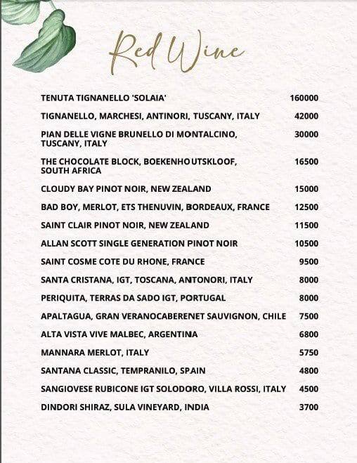 Menu at Asilo - St. Regis, Mumbai