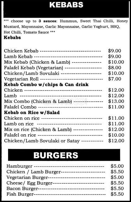 Menu at Rothesay Bay Fresh & Takeaway restaurant, Auckland