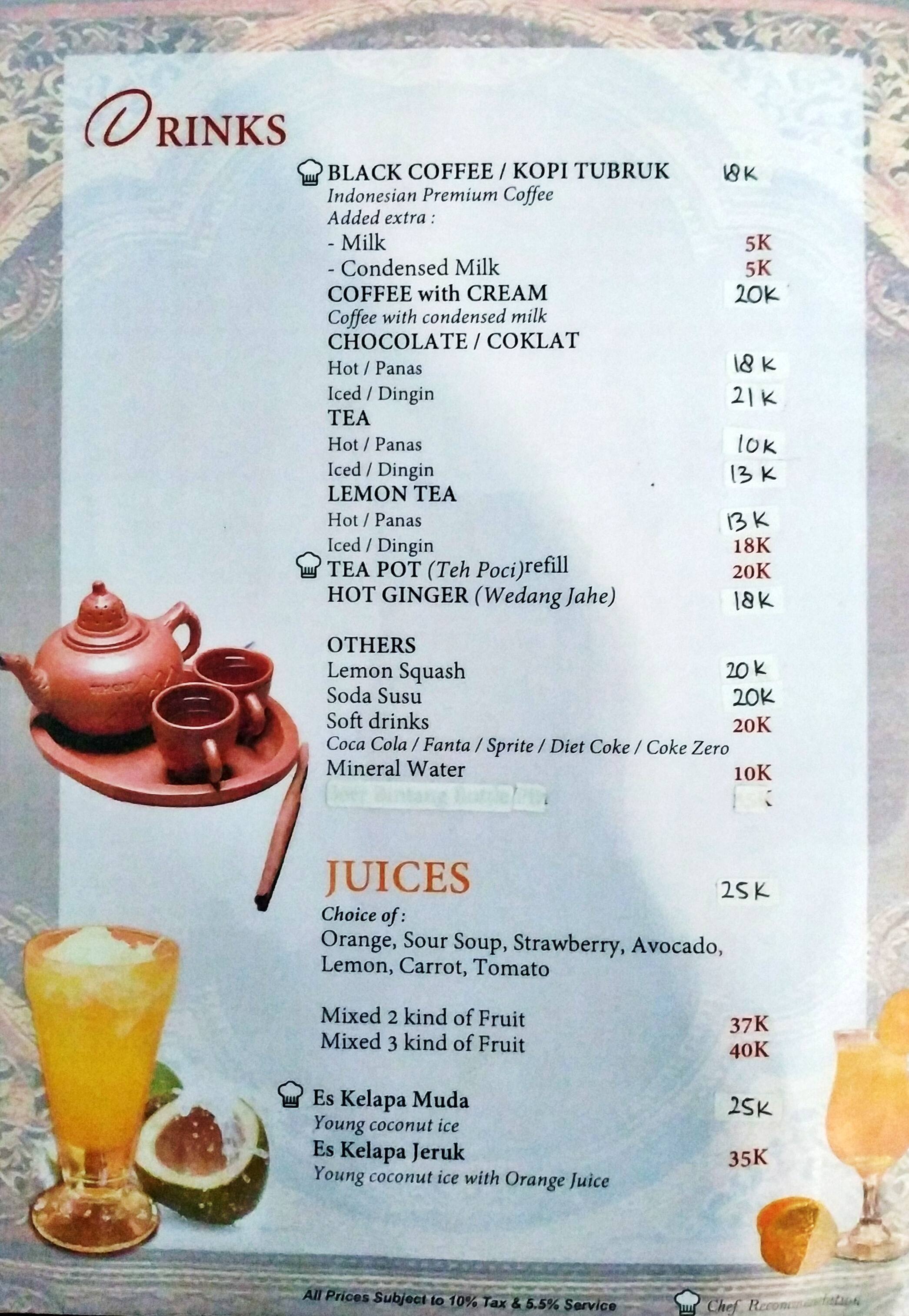 Menu at Kafe Batik cafe, South Jakarta, Pasar Raya Grande