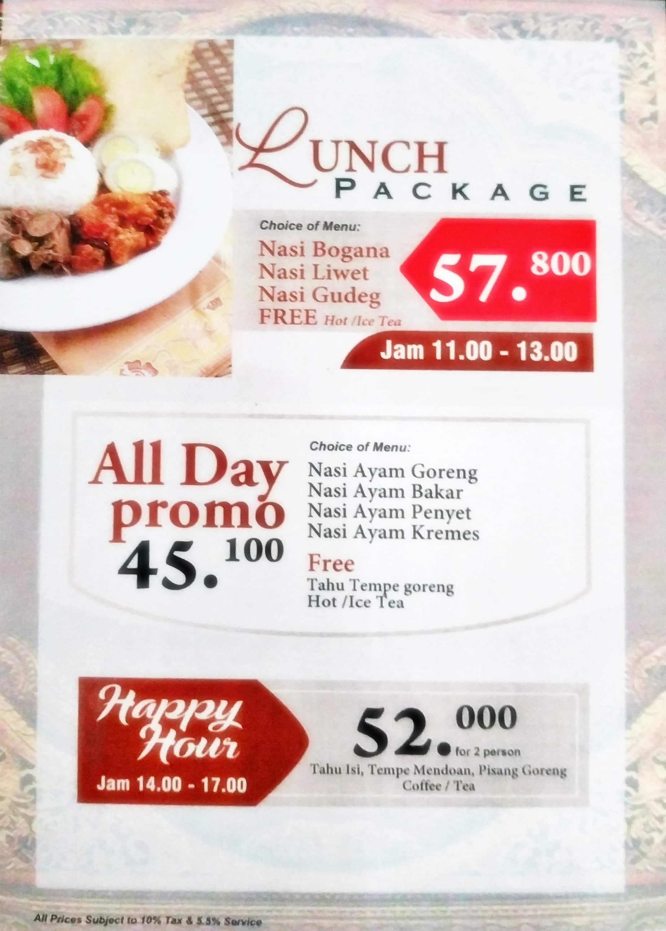 Menu at Kafe Batik cafe, South Jakarta, Pasar Raya Grande